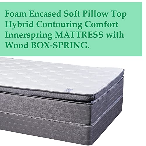 Nutan 13-Inch Twin Size Mattress and Box Spring - Foam Encased Soft Pillow Top Hybrid Contouring Comfort, No Assembly Required 38x74