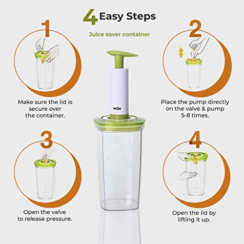 Shop LC Food Saver Containers for Vacuum Seal - BPA Free - Preserve Juice & Liquid for Longer, Stackable, Airtight Juice Container (1 pcs + Vacuum Sealer Pump)