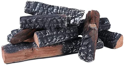 8 Small Pieces Set of Ceramic Wood Gas Fireplace Logs.