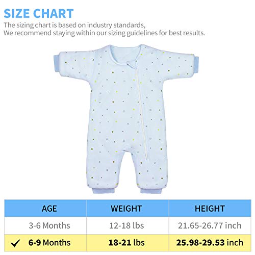 BBTKCARE Sleep Sack - Cotton Wearable Blanket,Warm Baby Pajamas for Toddler 6-9 Month-Blue