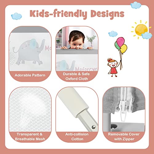 BABY JOY Bed Rail for Toddlers, 77โโ Extra Long, Height Adjustable & Foldable Baby Bed Rail Guard w/Breathable Mesh & Double Safety Child Lock for Kids Twin Double Full Size Queen King Mattress, Gray