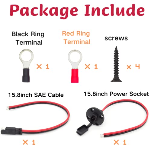 15.8inch 10AWG Power Socket Sidewall Port + 15.8inch 10AWG SAE Extension Cable