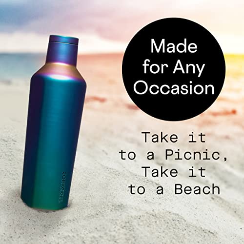 Corkcicle Insulated Canteen Travel Water Bottle, Triple Insulated Stainless Steel, Easy Grip Flat Sides and Screw-on Cap, Keeps Beverages Cold for 25 Hours or Warm for 12 Hours, 16 oz, Dragonfly