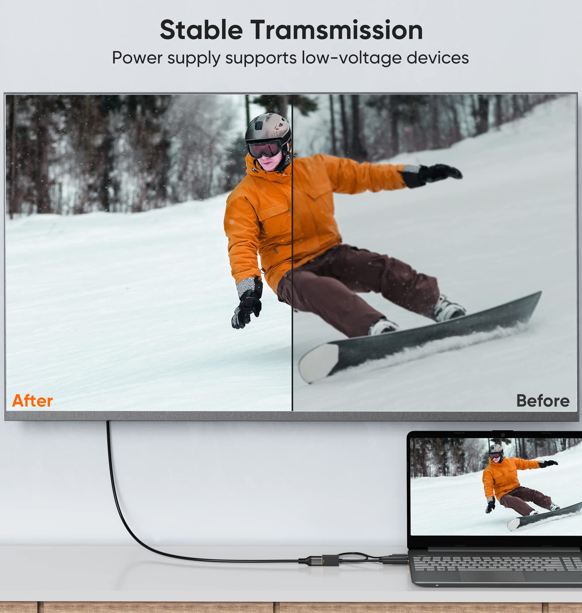 CableCreation HDMI to DisplayPort Adapter with USB Power, 4K X 2K@60Hz HDMI Male to DP Female Adapter Compliant with Xbox One/PS4/PS5