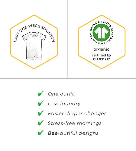 Burt's Bees Baby Baby Boy's Romper Jumpsuit, 100% Organic Cotton One-Piece Short Shortall, Long Sleeve Coverall, Dottie Bee, Newborn