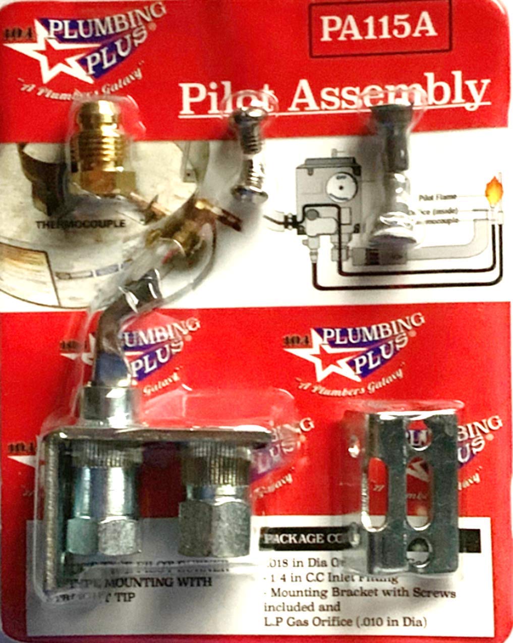 104 Plumbing Plus Universal Pilot Burner for Gas Appliances, MultiUse for Gas Water Heater Space Heater Fireplace Furnace, Easy Mount Heavy Duty Long Lasting, Pilot Assembly for Thermocouple