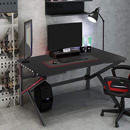 OKBOP Computer Gaming Desk, 47 Inch Small K-Shape Wood Black Home Office pc Desks, Modern Economic Cheap Student Writing Desk Table (Black)