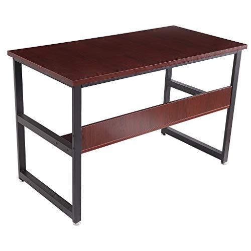 OKBOP Office Writing Desk for Home, 47'' Modern Wood Corner Desk with Storage Shelf, Small Laptop Computer Desk for Small Space, Cheap Student Study Table Notebook Workstation (Wine)