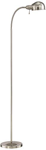 360 Lighting Ridley Modern Standing Task Floor Lamp 61" Tall Satin Nickel Silver Adjustable Gooseneck Arm Bright Lighting for Living Room Reading House Decor Bedroom Home