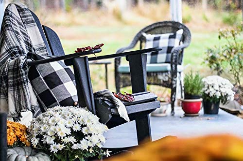4TH Emotion Set of 2 Farmhouse Buffalo Check Plaid Throw Pillow Covers Cushion Case Polyester Linen for Fall Home Decor Black and White, 18 x 18 Inches