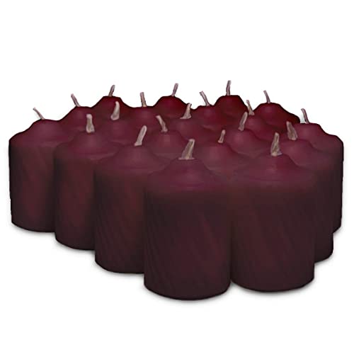 Burgundy Mulberry Scented Votive Candles - 15 Hour Long Burn Time - Textured Finish - Box of 20