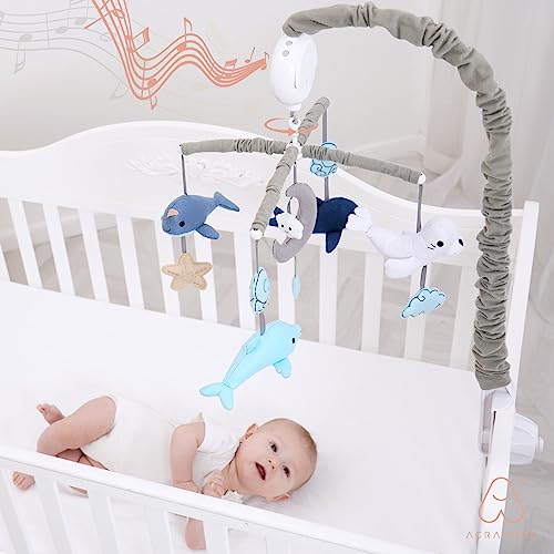 Baby Mobile for Crib,ACRABROS Crib Mobile for Boys Girls,35 Lullabies Digital Musical Box,Woodland Nursery Decor Toys,Ocean Animals