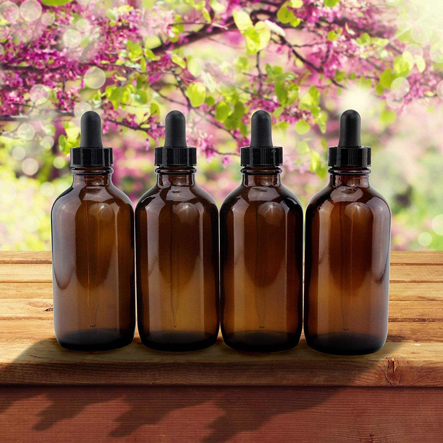 4oz Amber Glass Dropper Bottles (6-Pack), Refillable Glass Bottles for Essential Oils, Cosmetics, and Cooking