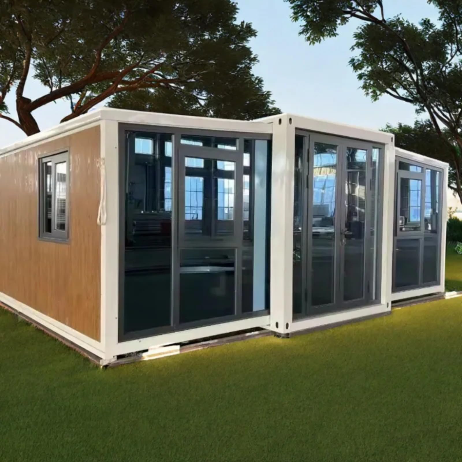 20 Ft Portable prefabricated Tiny Home 40 Ft Houses to Live in Double Wings Folding Design for Home or Office Use,Customizable 1 2 3 4 Rooms