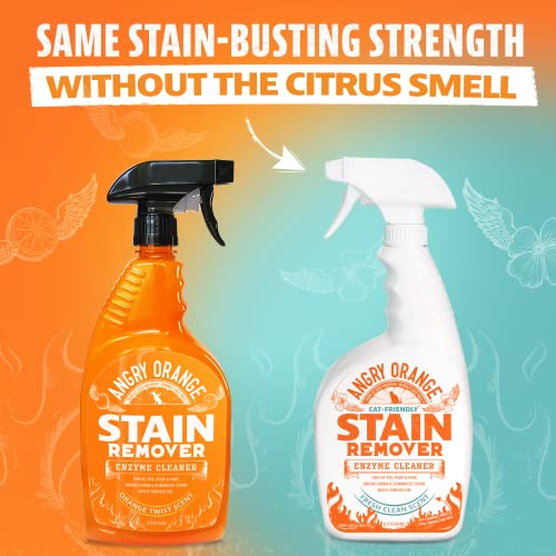 ANGRY ORANGE Cat Urine Odor Eliminator & Stain Remover - Stain Cleaner for Pets, Cat-friendly Fresh Scent Urine Deodorizing Spray and Enzyme Cleaner for Home Use