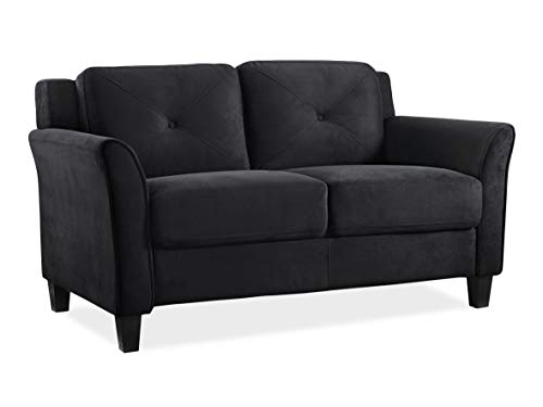 LifeStyle Solutions Grayson Love Seats, 57.87"x32"x32.68", Black & Lifestyle Solutions HRFKS3BK Grayson Sofa, 78.7" W x 31.5" D x 32.7" H, Black