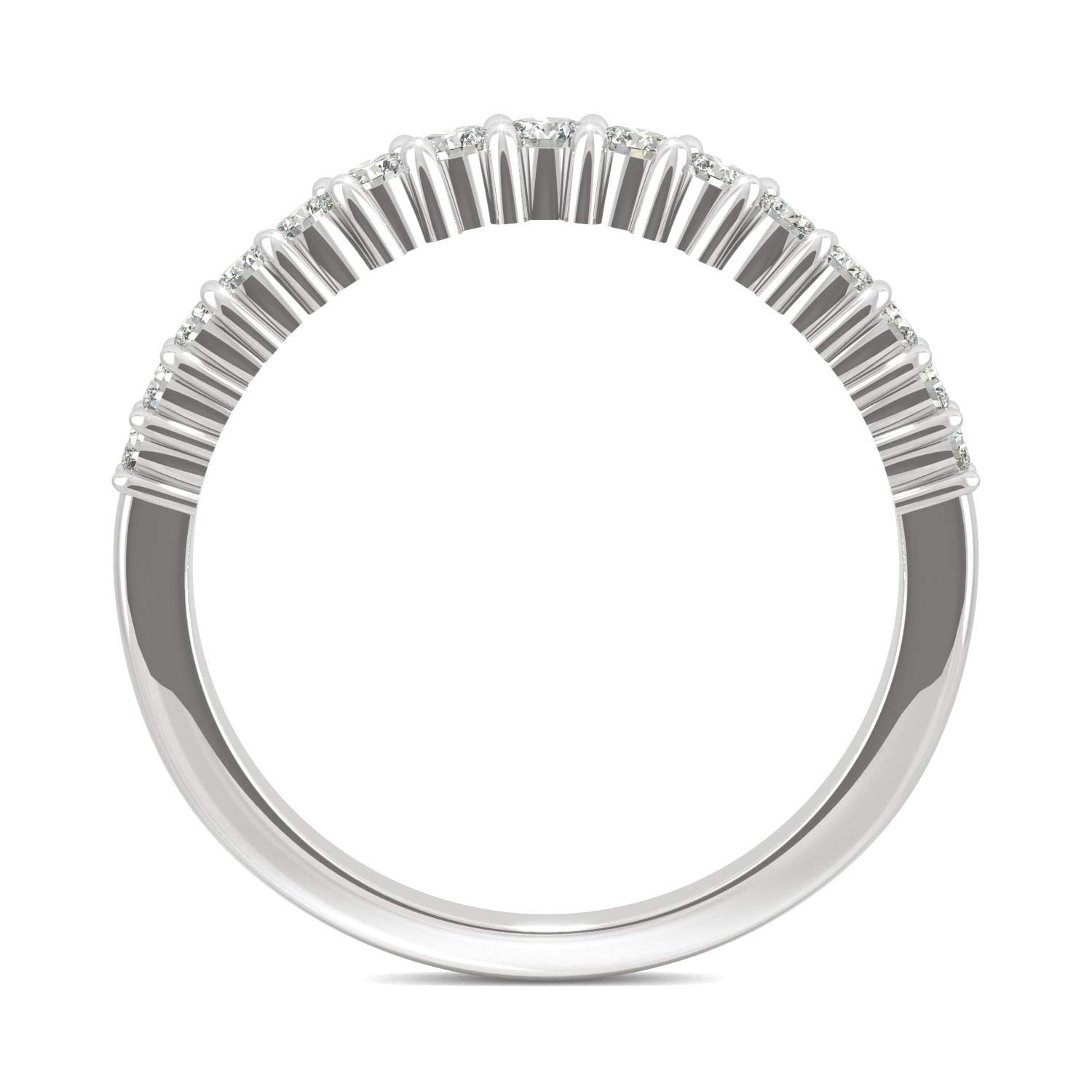 14K White Gold 2.3mm Round Moissanite Curved Graduated Band- size 8 0.39cttw DEW by Charles & Colvard