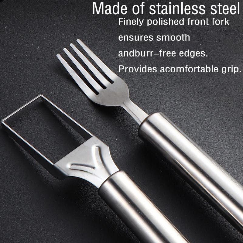 2024 New Watermelon Fork Slicer Cutter Slicer Tool, 2-in-1 Stainless Steel Fruit Cutter, Dual Head Fruit Forks Slicer Knife with Round Handle (2Pcs)