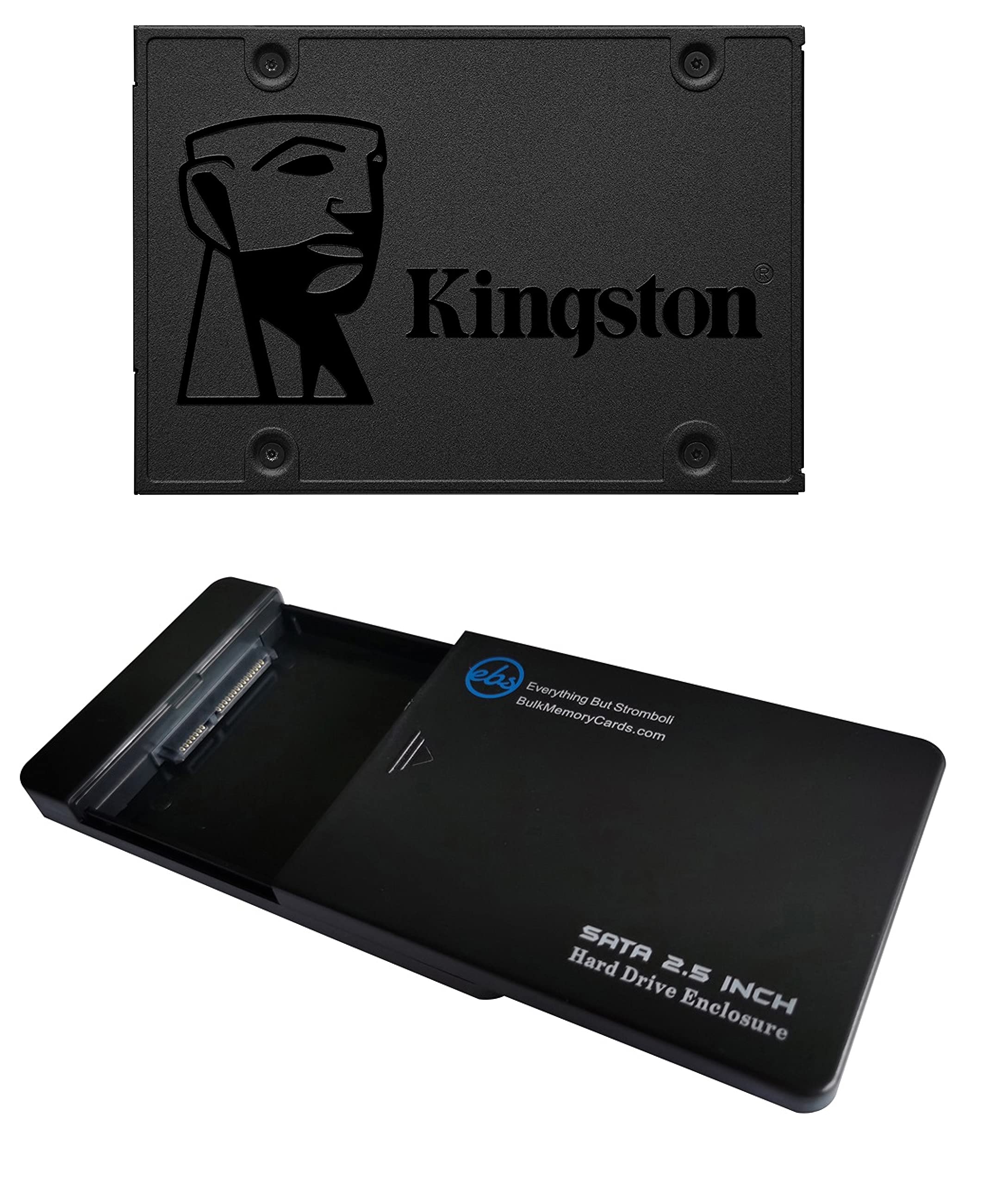 Everything But Stromboli Kingston A400 SSD 960GB 2.5" SATA 3.0 Internal Solid-State Drive (SA400S37/960G) Bundle with (1) SSD/HDD Enclosure USB 3.0