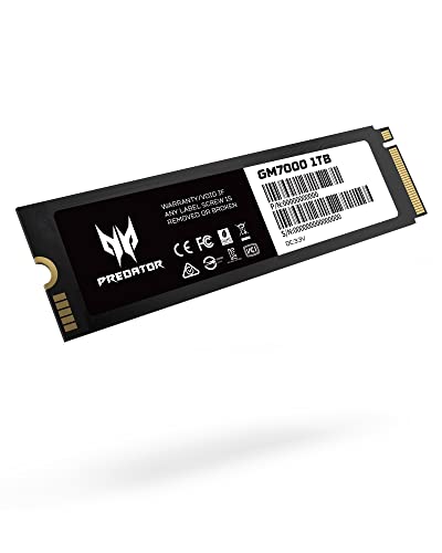 acer Predator GM7000 1TB NVMe Gen4 Gaming SSD, M.2 2280, Compatible with PS5, PCIe 4.0 Internal PC Solid State Hard Drive Up to 7400MB/s - BL.9BWWR.105
