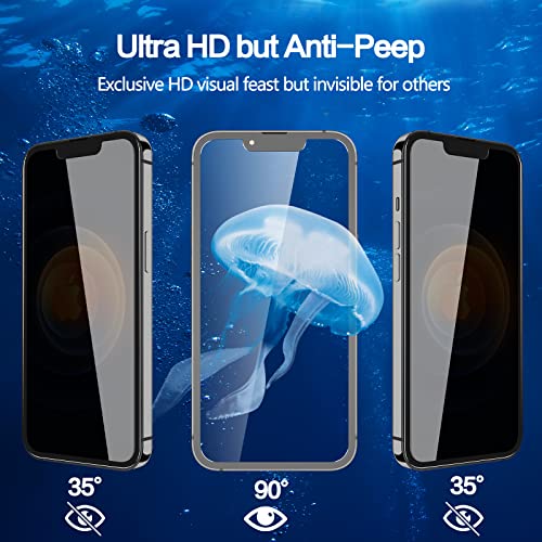 YMHML [2 Pack] Privacy Screen Protector for iPhone 12 / iPhone 12 Pro (6.1 Inch)，Anti-Spy Tempered Glass Bubble Free Case Friendly Scratch Proof
