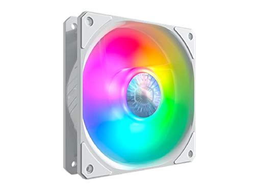 Cooler Master SickleFlow 120 ARGB Fan (White Edition) - 120mm Square Frame Fan, Air Balance Curve Blade Design, PWM Control for Computer Case & Liquid Radiator (SickleFlow 120 ARGB, White)