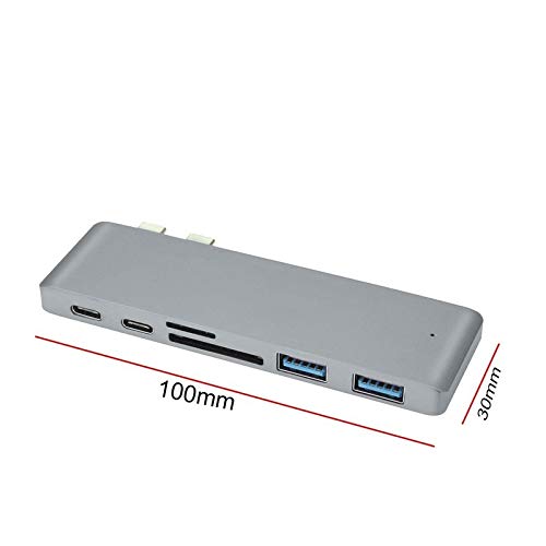 SHYPT Multifunctional USB-C Hub ,USB Hub 6 in 1 Type-C USB-C Hub Adapter Dual USB 3.0 Port