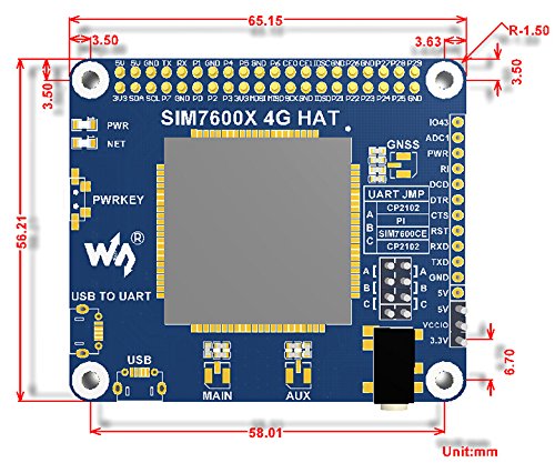 Coolwell Waveshare 4G/3G/2G/GSM/GPRS/GNSS HAT for Raspberry Pi/Jetson Nano Based SIM7600G-H Support LTE CAT4 for Dial-up, Phone Call, SMS, MMS, Mail, TCP, UDP, DTMF, HTTP, FTP Global Position
