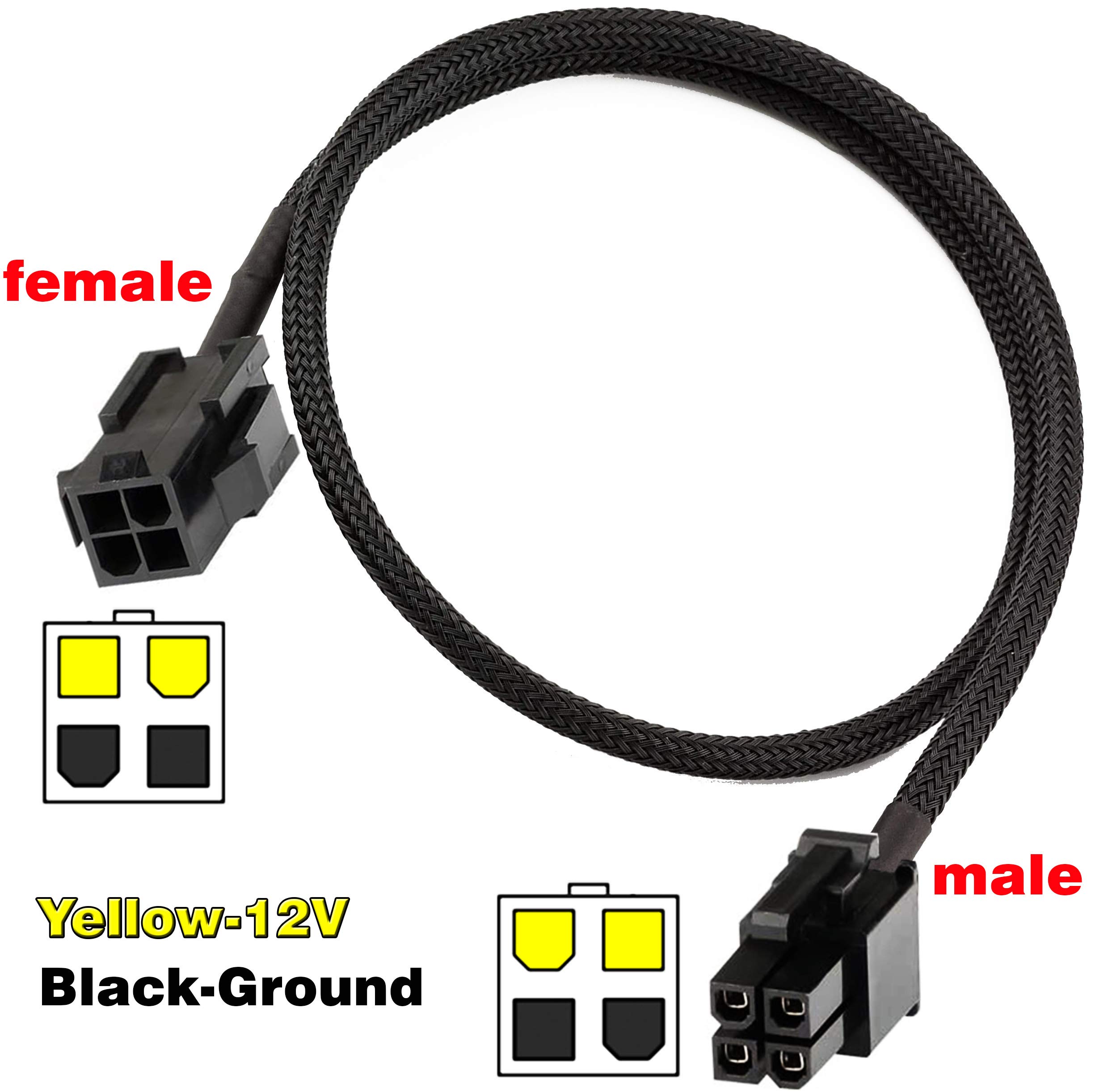 TeamProfitcom ATX CPU 4 Pin Female to Male Motherboard Extension Cable 12V for Power Supply 24 Inches (2 Pack)