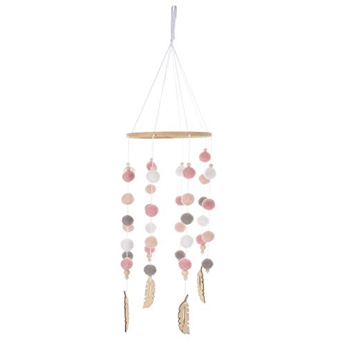 BESPORTBLE Mobile Wooden Further Pompom Ball Wind Chime Bed Bell Nursery Mobile Crib Ceiling Wooden Beads Wind Chime