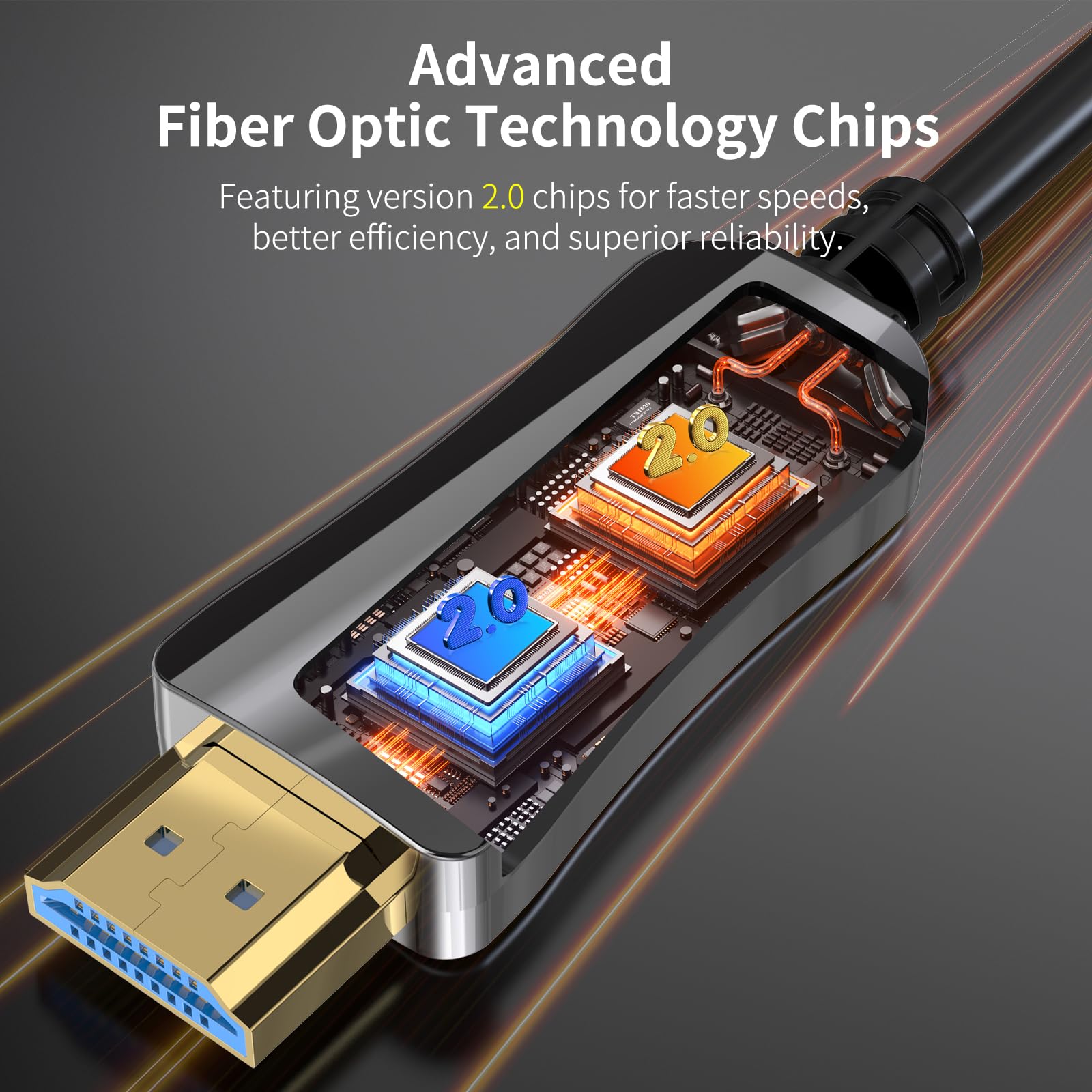 ATZEBE Fiber Optic HDMI Cable 50ft, Fiber HDMI Cable Supports 4K@60Hz, 4:4:4/4:2:2/4:2:0, HDR, Dolby Vision, HDCP2.2, ARC, 3D, High Speed 18Gbps, Slim and Flexible HDMI Fiber Optic Cable
