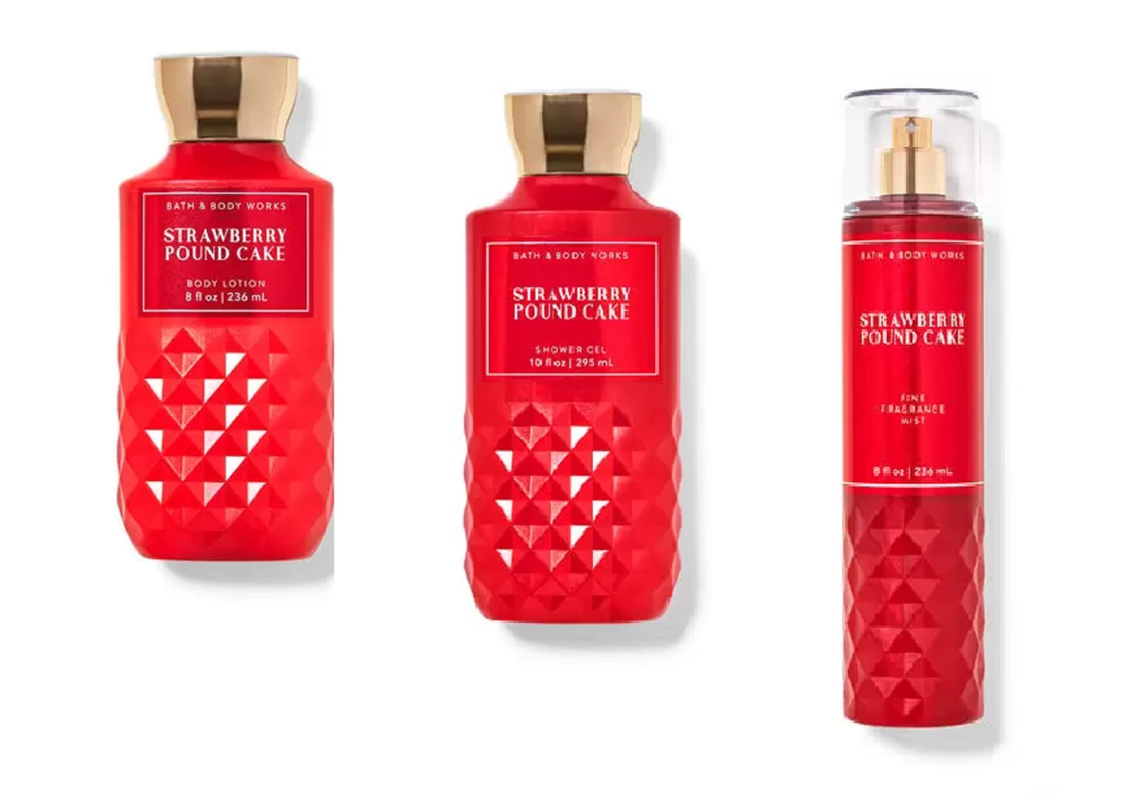 Bath and Body Works - Strawberry Pound Cake - Daily Trio โ Fall 2020 - Shower Gel, Fragrance Mist & Body Lotion