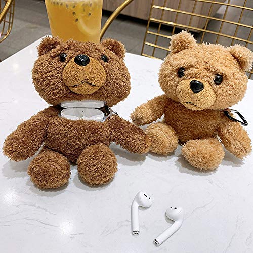 Guppy for AirPods Pro Case Girls 3D Cartoon Cute Teddy Bear Doll Plush Fluffy Warm Carrying Case Soft Protective AirPod Pro Case Cover Accessories for Airpods Pro 2019