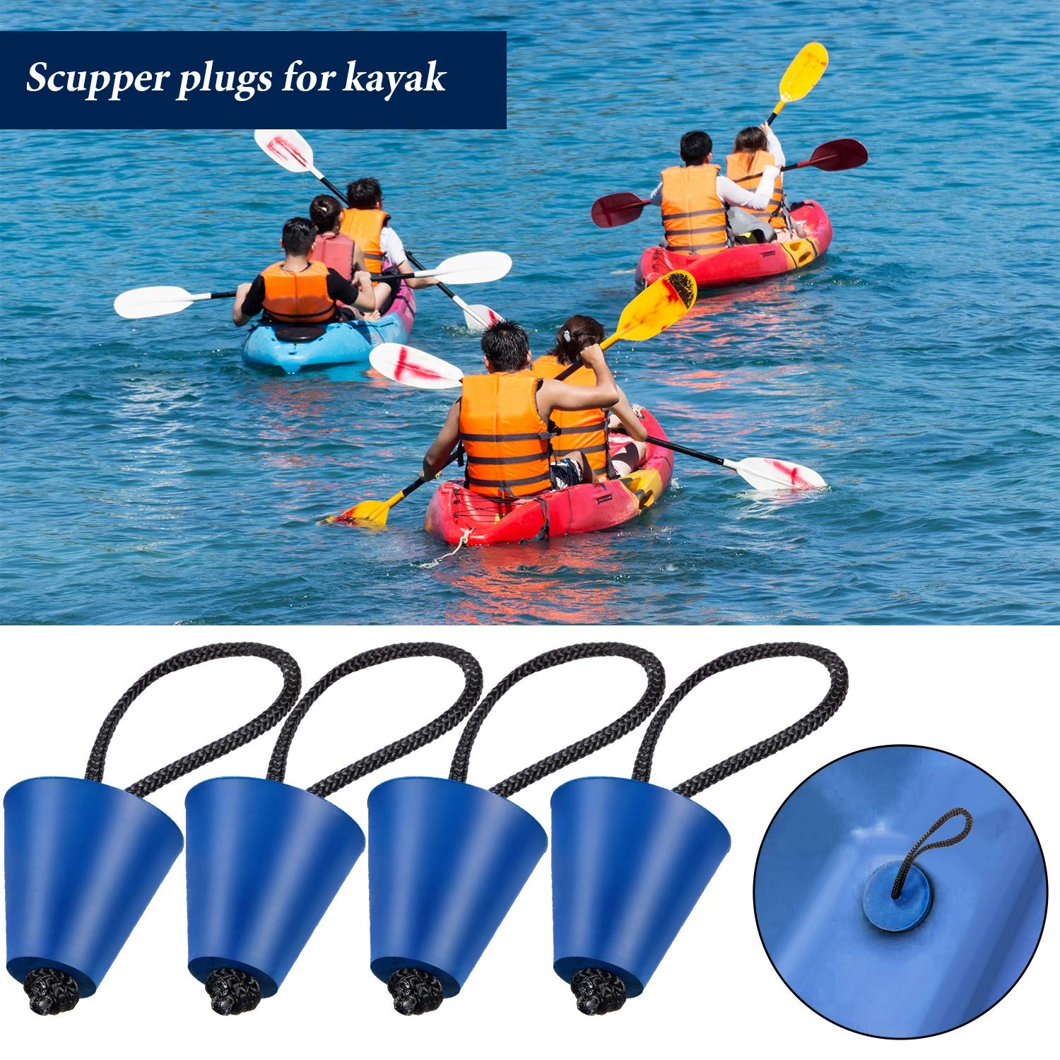 12 Packs Universal Kayak Scupper Plug Kit for Native Kayaks Wilderness Systems Kayaks Perception Kayaks and More (Black)