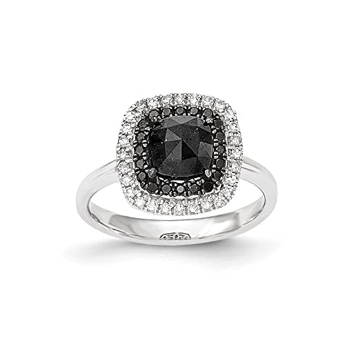 14k White Gold Black and White Natural Diamond Square Ring Size 13 GLD-AZ-Y12895AA