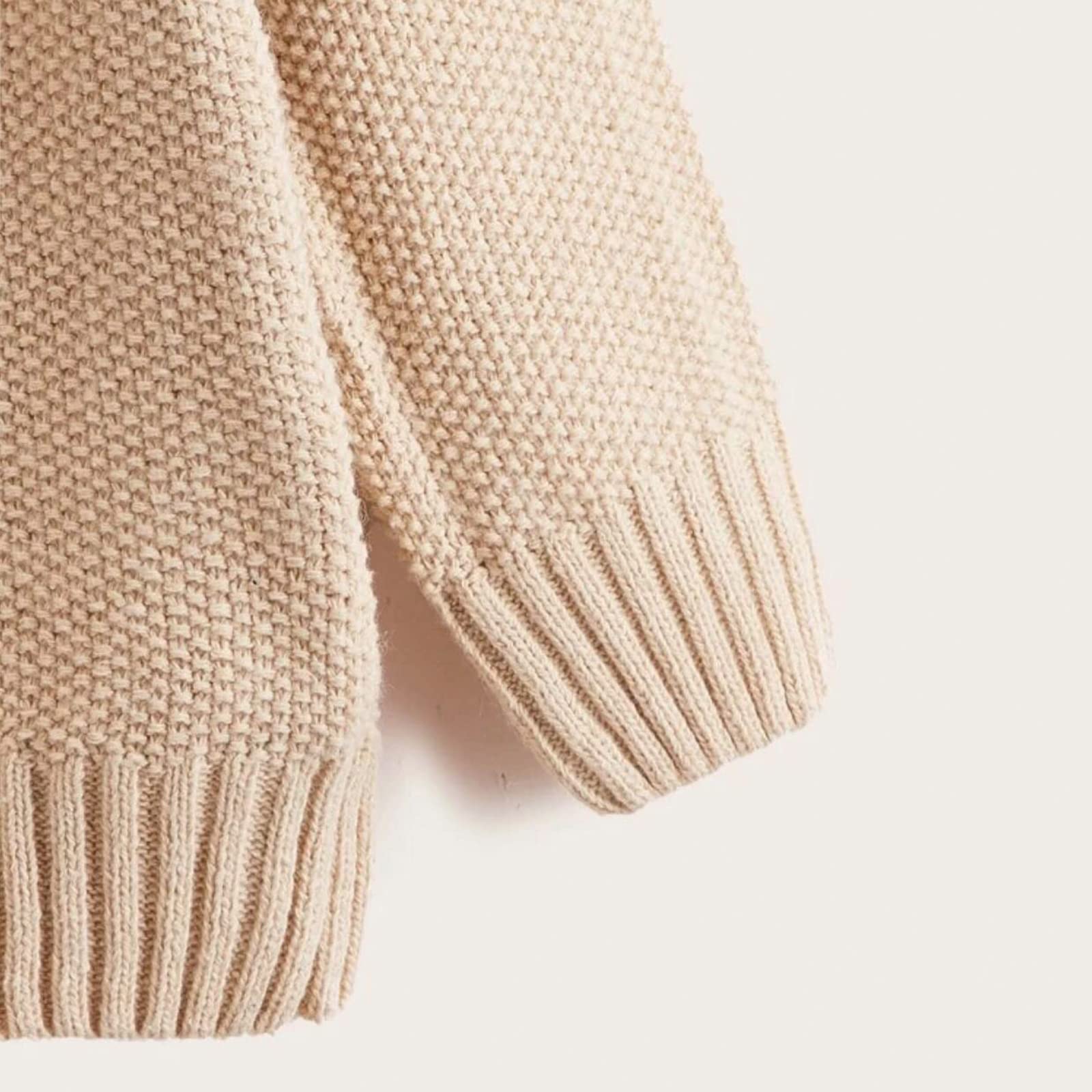 MSTOZE Baby Boy Girls Cable Knit Sweater Long Sleeve Round Neck - Unisex Kids Pure Color Cotton Pullover,for 6M-4T Infant
