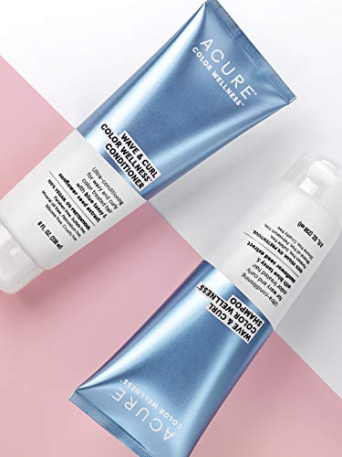 ACURE Wave & Curl Color Wellness Shampoo | 100% Vegan | Performance Driven Hair Care | Blue Tansy & Sunflower Seed Extract - Ultra-Conditioning For Wavy & Curly Color Treated Hair | 8 Fl Oz