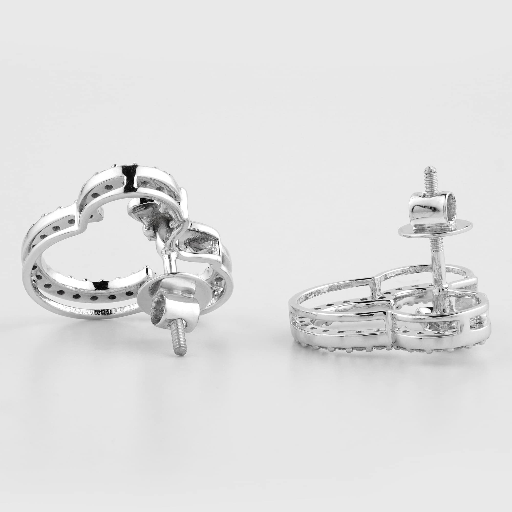 14k White Gold Lab Grown Diamond Disney Mickey Stud Earrings for Women (5/8cttw, Color E, Clarity VVS2-VS1)