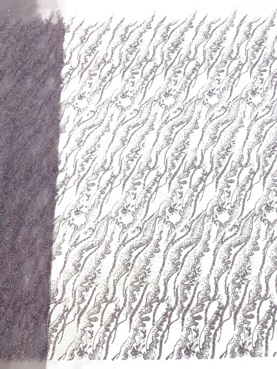Tngan Embroidered Sequin African Lace Heavy Craft Beading Glitter Floral French Tulle Net Fabric for Trailing Dress, 5 Yards, Black