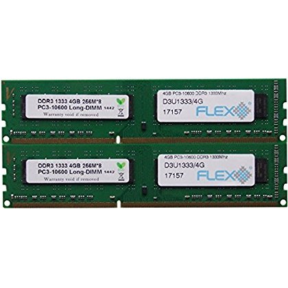 8GB kit, (2 x 4GB) 240-pin DIMM, DDR3 PC3-10600U,Dual Rank, Non ECC ram Memory Module by Hynix (HMT351U6CFR8C-H9)