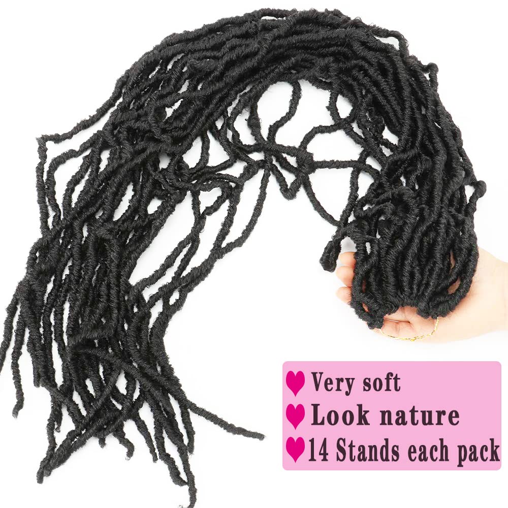 Soft New Faux Locs Super Long Goddess Crochet Hair Pre Looped Natural Braid Curly Wave Braiding Hair（36inch #1b 6packs)…