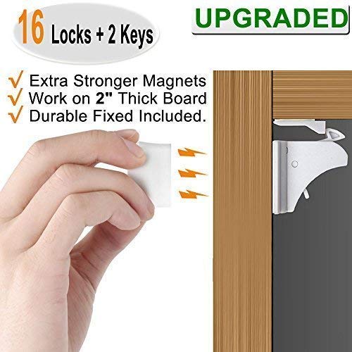 Baby Proofing Magnetic Cabinet Locks - 20 Locks + 3 Keys Total - 2 Items Bundles