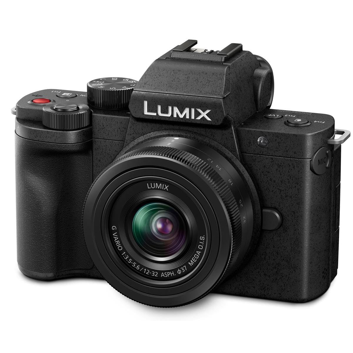 Panasonic LUMIX DC-G100 Mirrorless Camera Black with G Vario 12-32mm f/3.5-5.6 AS Lens - Bundle with 64GB SDHC Card, Soulder Bag, Spare Battery, Compact Charger, 37mm UV Filter, PC Software, and More