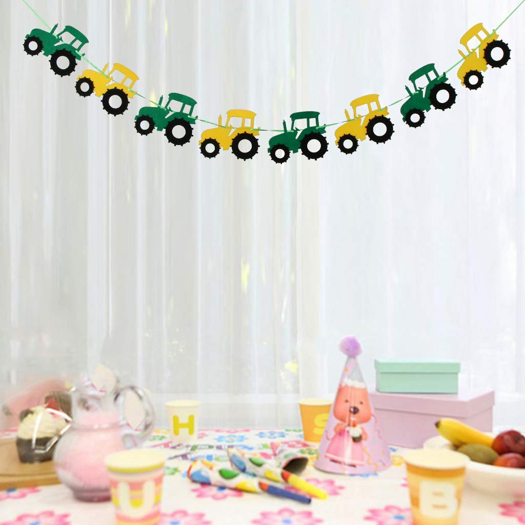 3pcs Tractor Banner Felt Bunting Banner Garland Sign Baby Shower Boy Birthday Party Indoor Outdoor Decor
