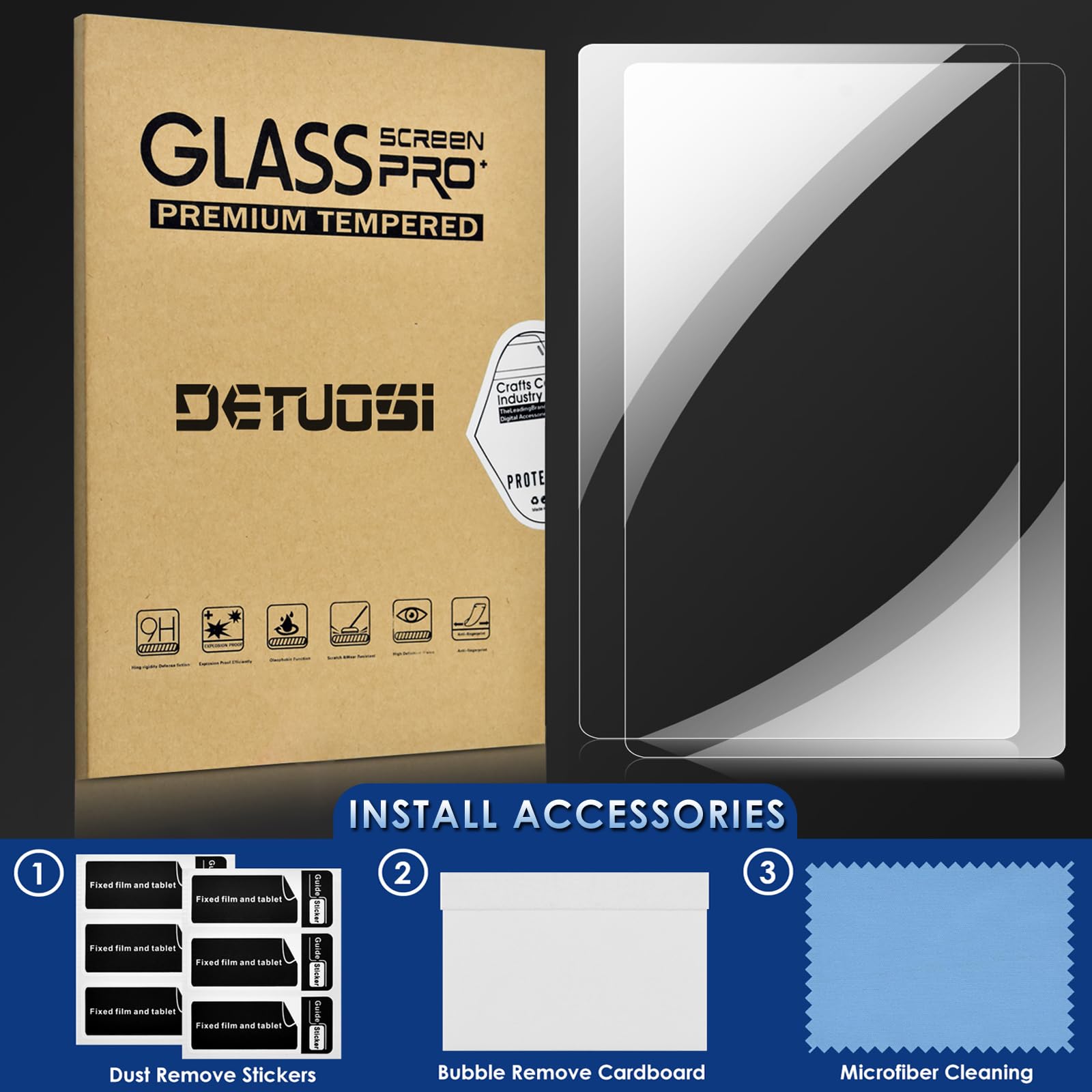 DETUOSI 【2-PACK】 Screen Protector for Victbing 10.1 Inch Tablet, for Dragon Touch Notepad K10/ Max10, ZONKO Z105 10.1, MYMAHDI 10.1, TPZ 10.1, TenYiDe TYD-107 10.1 Inch Tempered Glass Film Mica