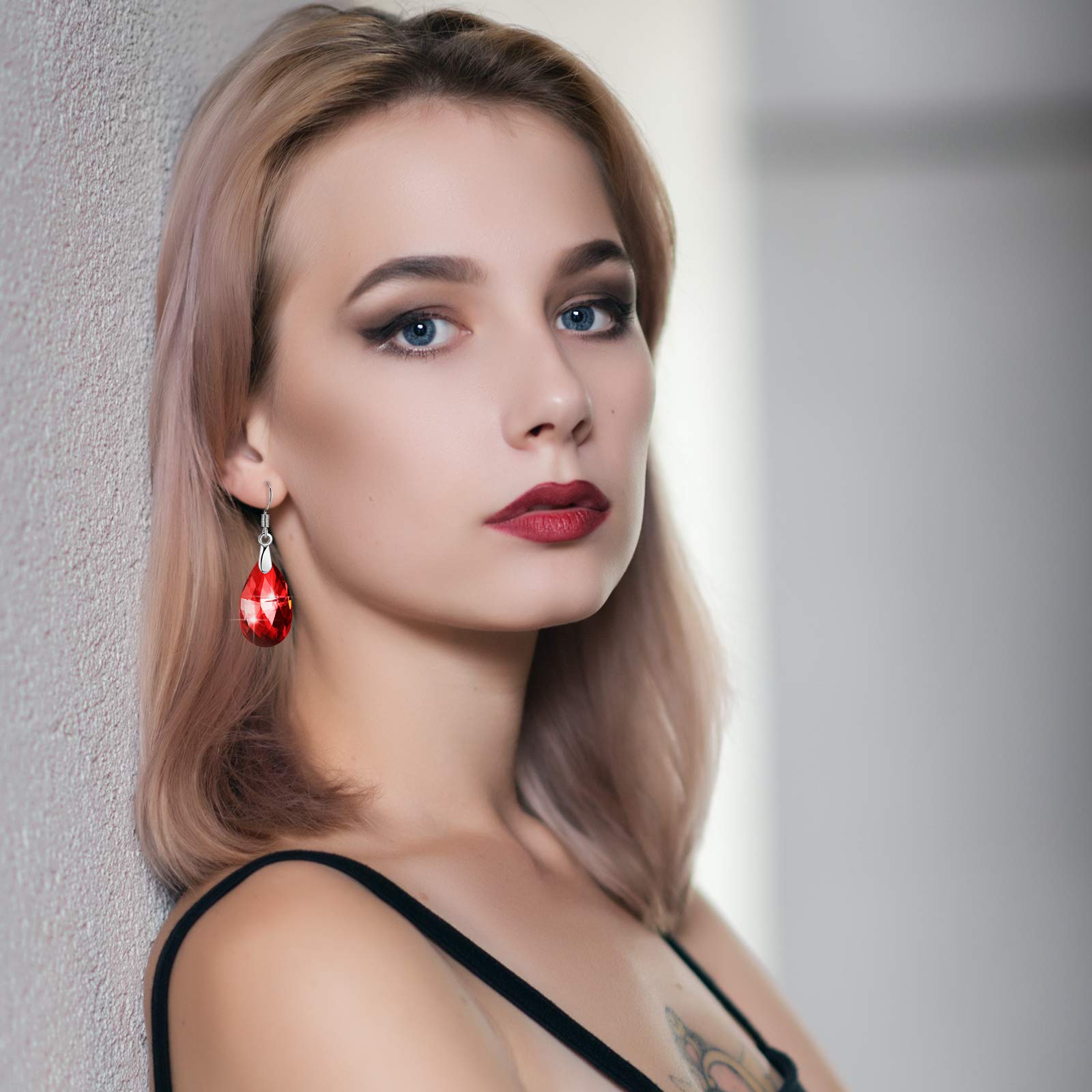 12 Pairs Dangle Earrings Set Earrings For Women Multipack Crystal Earrings Drop Crystal Earrings Rainbow Earrings (Water Drop Shape)