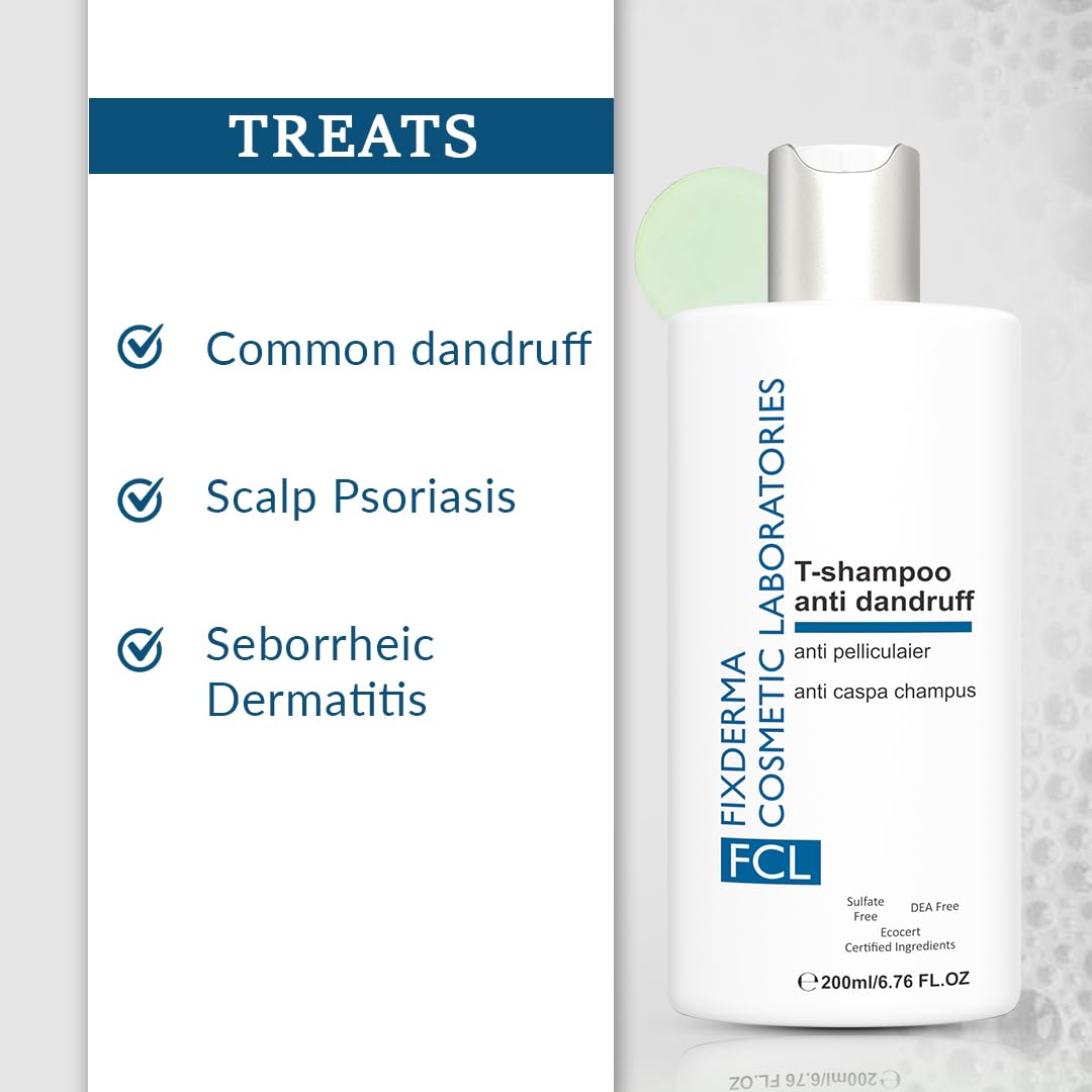 FCL 2% Salicylic Acid T-Shampoo with 1% Tea Tree Oil | Dandruff Shampoo, Psoriasis Shampoo | Itchy Scalp Treatment | Control Excess Oil & Reduces Acne - 6.76 Fl Oz