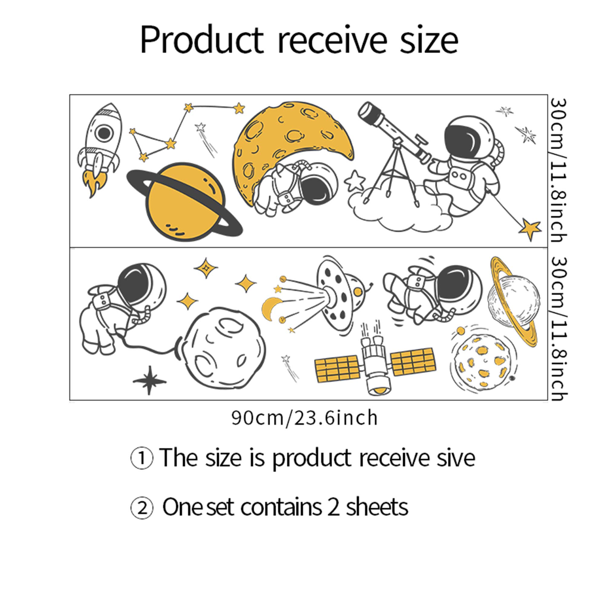 ROFARSO Wall Stickers Astronaut Planet Outer Space Stars DIY Vinyl Removable Large Wall Decals Art Decorations Decor for Kids Boys Bedroom Living Room Playing Room Murals