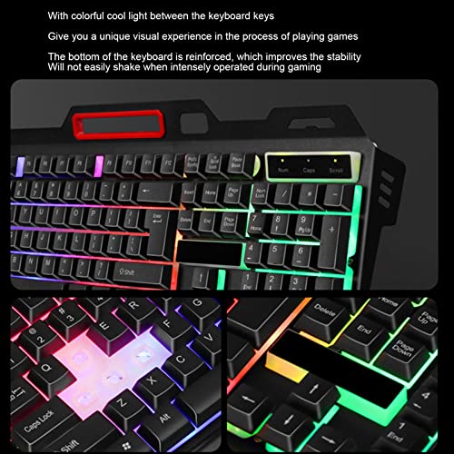 104 Keys Gaming Keyboard and Mouse Combo, Ergonomic Mechanical Feel Wired Keyboard and Mouse Set, RGB Light Wired USB Keyboard Mouse Set for Win7, Win8, Win10