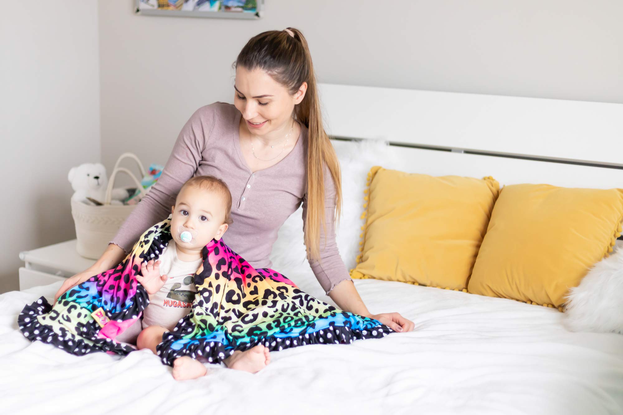 CandyJane Baby Blanket for Girls, Infant, Toddler, Rainbow Leopard Print, Super Soft Minky Fabric, 30 X 40 Inch (CJLBB1984)